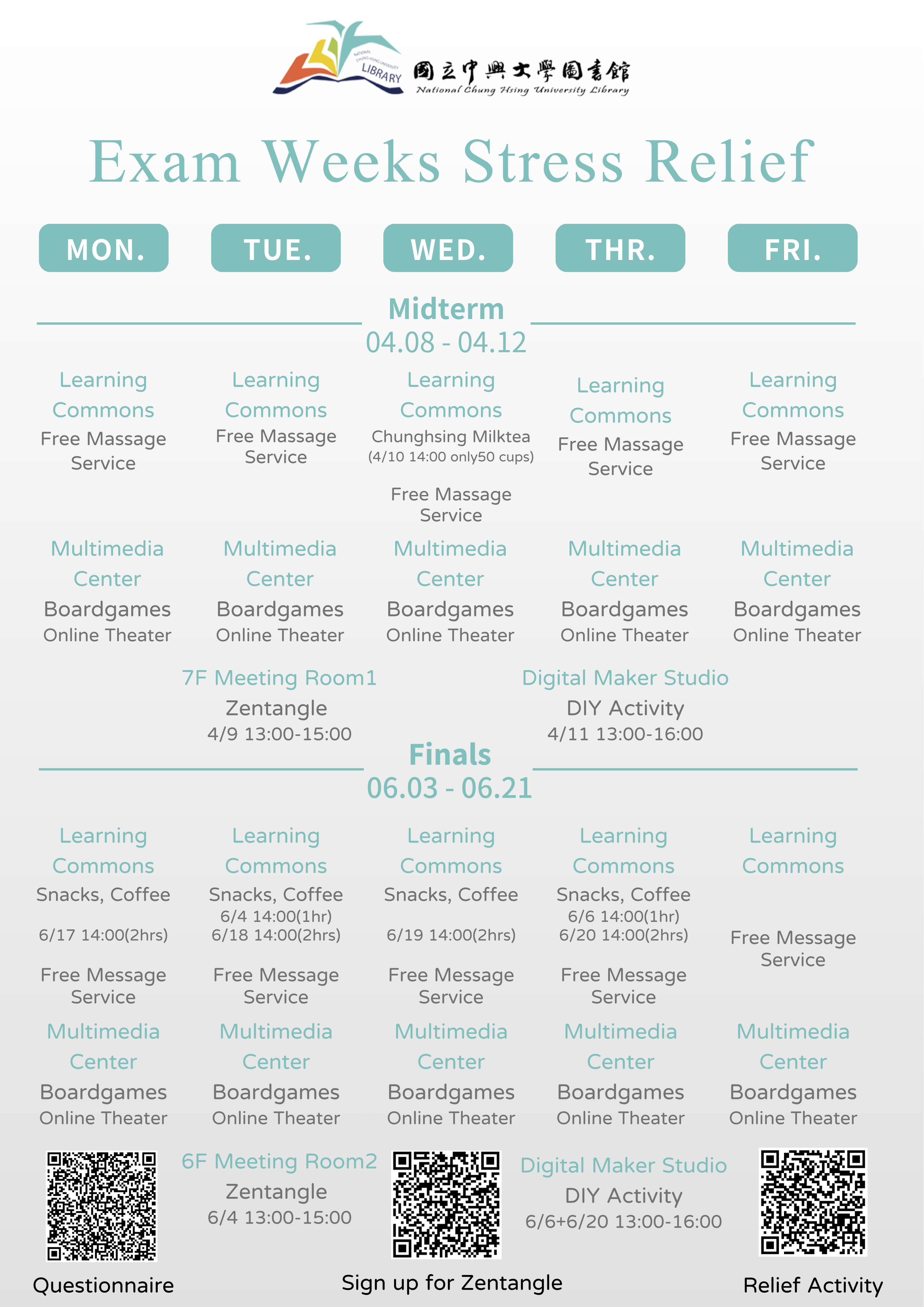 Library Exam Weeks Stress Relief Program Coming Soon!! | National Chung ...